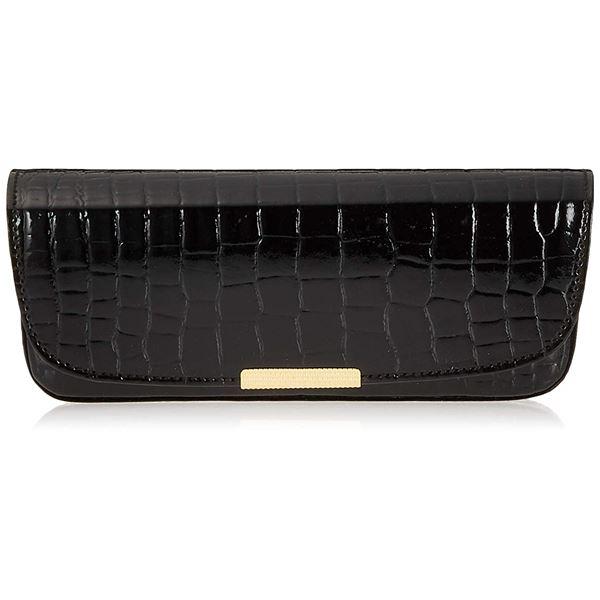 【商品名】 日本製 牛革（型押し） ホック式 鼻あて付き メガネケース ブラック FG-8-2  [ FG-8-2 ]