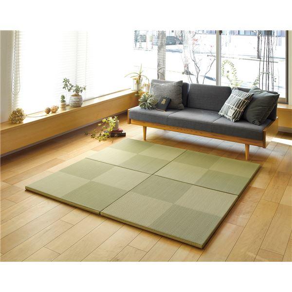 【商品名】 〔1枚(単品)〕PP 置き畳 ユニット畳 65×65×2.5cm グリーン 抗カビ 消臭 滑りにくい加工 市松模様 いちまつもよう リビング ダイニング 【ジャンル・特徴】 置き畳 ユニット畳 畳マット リビング ダイニング 子...