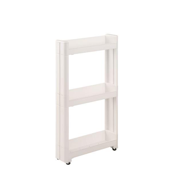 【商品名】 不動技研 スマートワゴンFit W100 45 【3段/幅10.5cm ホワイト】 組立式 F-2570 【ジャンル・特徴】 キッチンのすき間にピッタリ！スリムラック