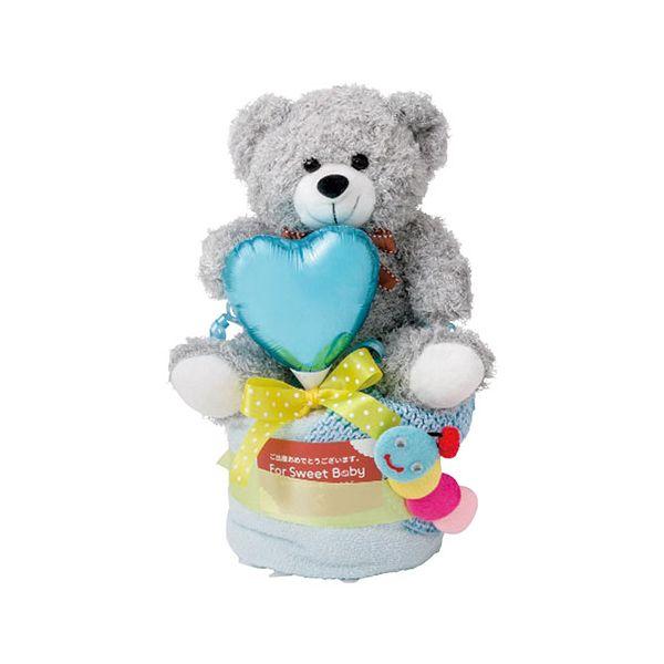 【商品名】 アークフラワースタジオ おむつケーキ1段 男の子 【紙おむつSサイズ・約34×80cmタオル・クマのぬいぐるみ・ベビー帽子・バルーン】 1046-037 【ジャンル・特徴】 おむつケーキ1段 男の子 [ 1046-037 ]