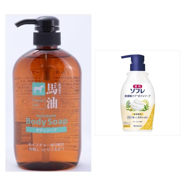 【商品名】【セット品】馬油ボディソープ 600ml ＆ 薬用ソフレ 乾燥肌ケア 450ml 保湿 ヒアルロン酸 【カテゴリ】otoriyose