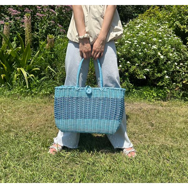 たっぷり収納ゆったりサイズ水に強いワイド設計軽量肩掛け広開口エコバッグ開口部閉紐付き全6色展開BL(ブルー)・GR(グリーン)・GY(グレイ)・PK(ぴんく)・RE(レッド)・YE(イエロー)