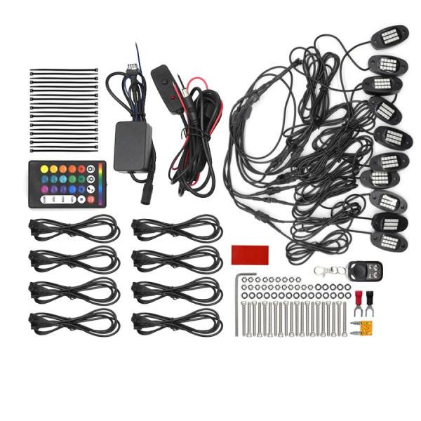 仕様:製品名: 10個5050 rgb車の雰囲気ライトパワー: 18 w/set (約1.8 w/set)動作電圧: DC12V防水評価: IP68LEDチップ: 15ライト/5050 LEDオプションのカラー: 黒シェル素材: pvc3つ...