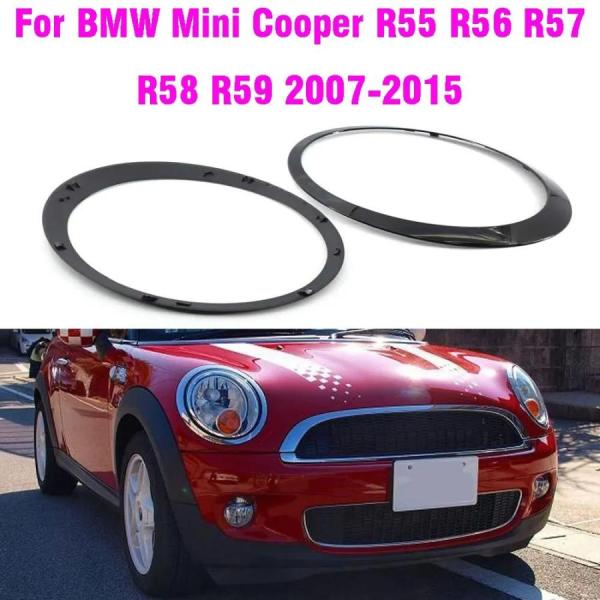BMW mini coper ヘッドライトリング 左 右 51137149905-51137149906 r55 r56 r57 r58 r59 2007-2015 ノブ付き仕様:材料: プラスチックカラー: 電気メッキシルバー/グロスブラ...