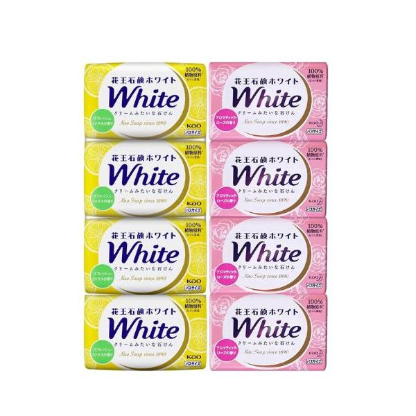 【商品説明】この石鹸は、1890年から作られているKAOのホワイトシリーズです。100%植物性の原料を使用しており、さっぱりとしたクリームの泡立ちが特徴です。ピンク、黄色の2種類の香りのセットで、それぞれアロマティック・ローズの香り、リフレ...