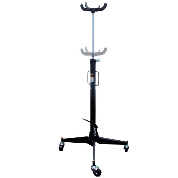 トランスミッションの脱着に！手動油圧式ミッションジャッキです。重い大型車のATミッションでも大丈夫な耐荷重500kg！リフトで車両を上げた状態でミッションを脱着する作業に使用します！●仕様最大揚力：0.5ton最低位（約）：1120mm最高...