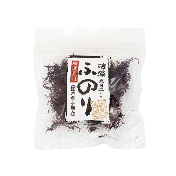 国内で採れたふのりを天日干しにし、そのまま袋詰めにしました。コリコリとした食感で磯の風味豊かな海藻です。