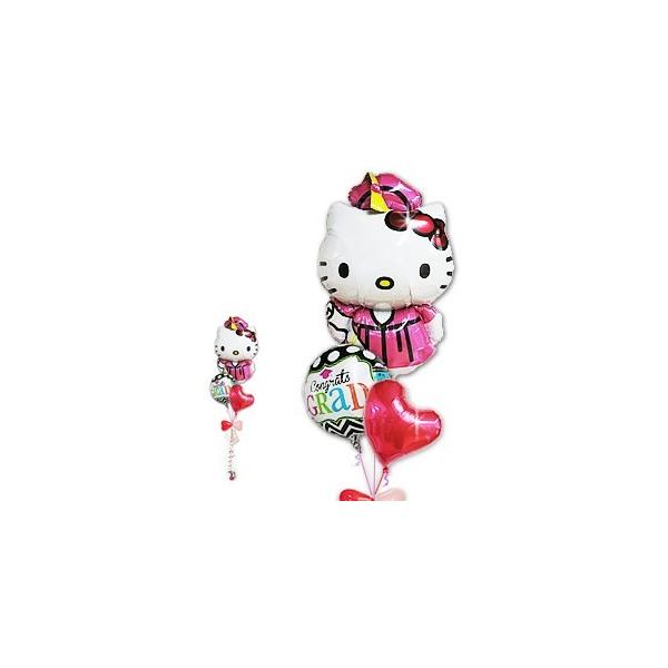 入園、卒園、入学、卒業、合格祝いなどの祝電電報やプレゼントに。フワフワ浮かぶ大きなキティバルーンに子供から大人まで思わず（*＾-＾*） ニッコリ☆サプライズプレゼントとしても喜ばれてます記念に残る贈り物。アレンジしてお届けするので、箱から出...