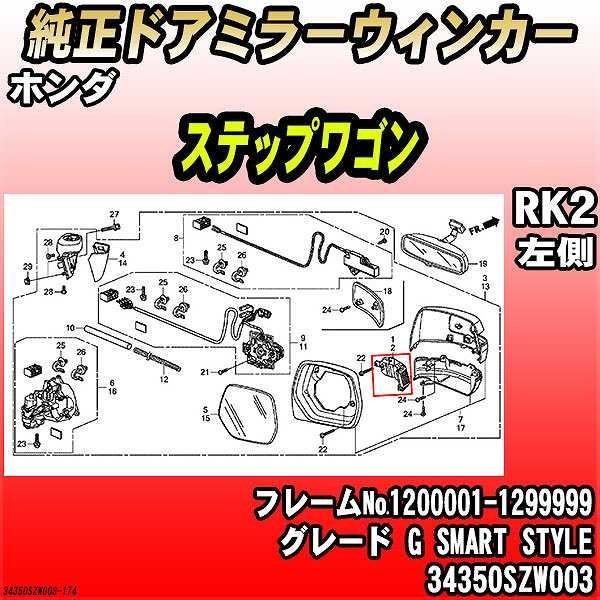 メーカー名 ホンダ品名 ドアミラーウィンカー品番 34350SZW003【参考車種】代表メーカー ホンダ代表車種名 ステップワゴン参考車両型式 RK2フレームNo. 1200001-1299999グレード G SMART STYLEミッショ...