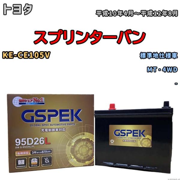 商品名 バッテリーメーカー GSPEK (旧デルコア)シリーズ GSPEK / ジースペック品番 G-95D26L/PL互換性バッテリーサイズ 48D26L / 55D26L / 65D26L / 75D26L / 80D26L / 85D...