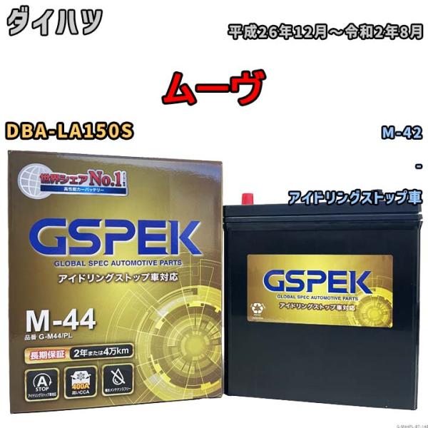 商品名 バッテリーメーカー GSPEKシリーズ Gシリーズ品番 G-M44PL互換性バッテリーサイズ M-42【参考取付車種】代表メーカー ダイハツ代表車種名 ムーヴエンジン種類 ガソリンエンジン排気量 660cc代表車両型式 DBA-LA...