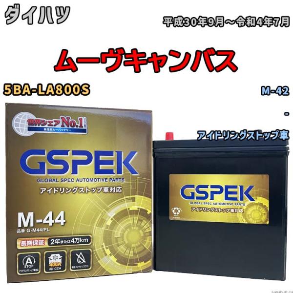 商品名 バッテリーメーカー GSPEKシリーズ Gシリーズ品番 G-M44PL互換性バッテリーサイズ M-42【参考取付車種】代表メーカー ダイハツ代表車種名 ムーヴキャンバスエンジン種類 ガソリンエンジン排気量 660cc代表車両型式 5...