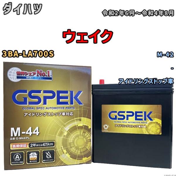 商品名 バッテリーメーカー GSPEKシリーズ Gシリーズ品番 G-M44PL互換性バッテリーサイズ M-42【参考取付車種】代表メーカー ダイハツ代表車種名 ウェイクエンジン種類 ガソリンエンジン排気量 660cc代表車両型式 3BA-L...
