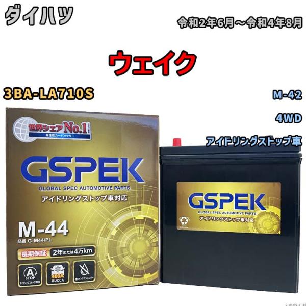 商品名 バッテリーメーカー GSPEKシリーズ Gシリーズ品番 G-M44PL互換性バッテリーサイズ M-42【参考取付車種】代表メーカー ダイハツ代表車種名 ウェイクエンジン種類 ガソリンエンジン排気量 660cc代表車両型式 3BA-L...