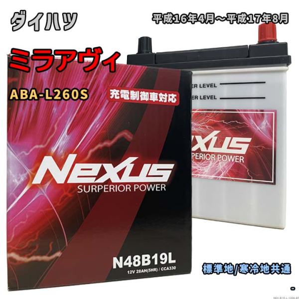 NEXUS製　カーバッテリー　N48B19L商品名記載の車両に適合する「B19Lタイプ」のバッテリーとなりますが、同一の年式、型式であっても諸仕様の違いにより適合バッテリーが異なる場合がございます。当商品ページは新車装着時のバッテリーが「4...