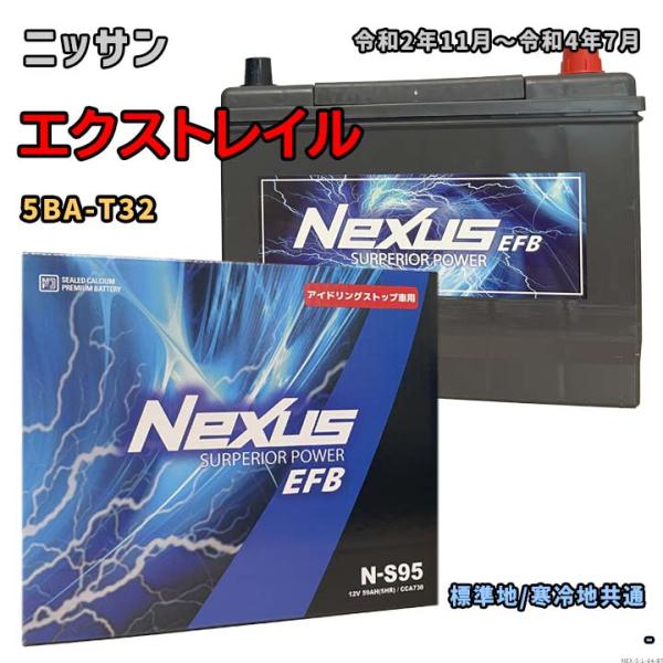 NEXUS製　カーバッテリー　N-S95商品名記載の車両に適合する「S-95タイプ」のバッテリーとなりますが、同一の年式、型式であっても諸仕様の違いにより適合バッテリーが異なる場合がございます。当商品ページは新車装着時のバッテリーが「S-9...