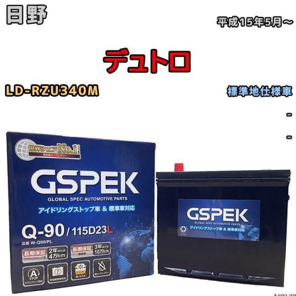 商品名 バッテリーメーカー GSPEK (旧デルコア)シリーズ GSPEK / ジースペック品番 W-Q90/PL互換性バッテリーサイズ 55D23L / 60D23L / 70D23L / 75D23L / 85D23L / 95D23L...
