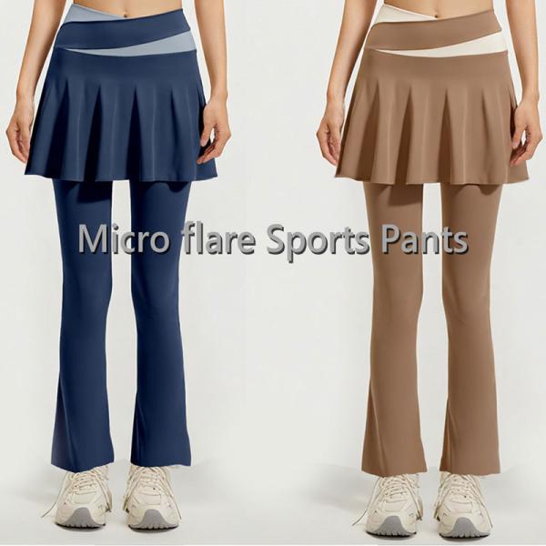 商品説明ヨガ　テニス　バトミントン　ダンス　ジムなど多様な用途に対応するスカート付パンツです。マイクロ・フレア（僅かに広がったフレアスタイル）で、動き易さを重視した短めデザインです！ハイウエストですので、かがんだ姿勢でも安心。しっかりとした...