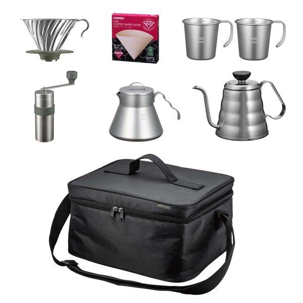 HARIO ハリオ V60 アウトドアコーヒーフルセット O-VOCF V60 メタルドリッパー O-VDM-02-HSV V60 メタルドリップケトル・ヴォーノ O-VKB-70-HSV V60 メタルコーヒーサーバー O-VCSM-50...
