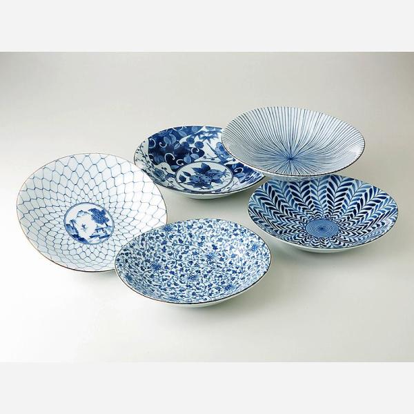 西海陶器 藍絵変り 楕円反鉢揃 31302 波佐見焼