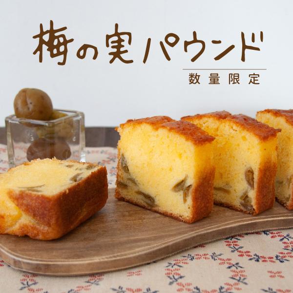梅酒の梅を練り込んだパウンドケーキです。ほんのり梅酒が香る大人の風味。しっかり焼いてあるので、お酒が苦手な方やお子様でもお召し上がりいただけます。厚めにカットしてたっぷり8切れ分を、まるまる1本ノーカットでお届けします。