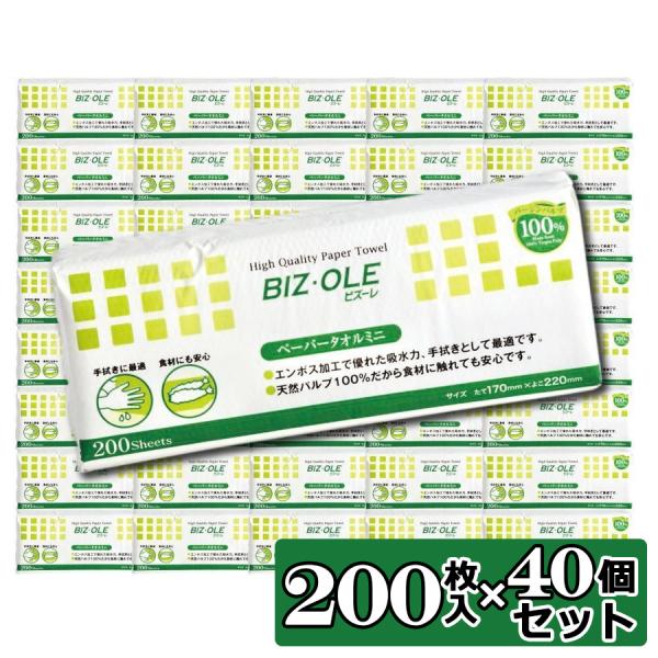 【発売日：2024年05月14日】【商品名】ビズーレ ペーパータオルミニバージンパルプ100％手拭きに最適食材にも安心●エンボス加工で優れた吸水力、手拭きとして最適です。●天然パルプ100％だから食材に触れても安心です。●蛍光染料は使用して...