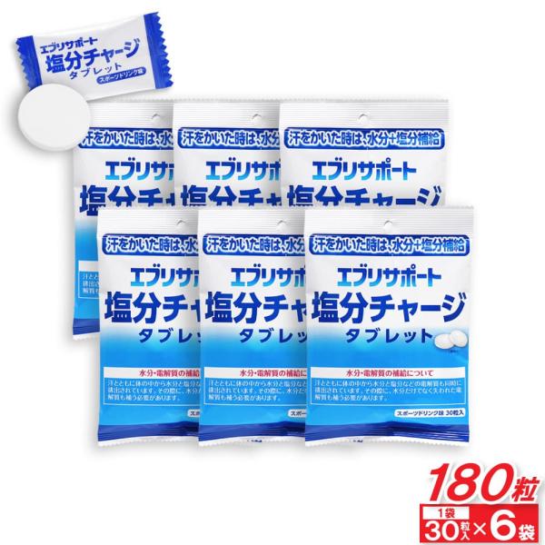 【発売日：2025年07月24日】エブリサポート塩分チャージ タブレットスポーツドリンク味30粒入（1袋あたり）汗をかいた時は、こまめな塩分補給と水分補給を！本品を噛むか、なめてお召し上がりください。あわせて水分補給することをおすすめします...