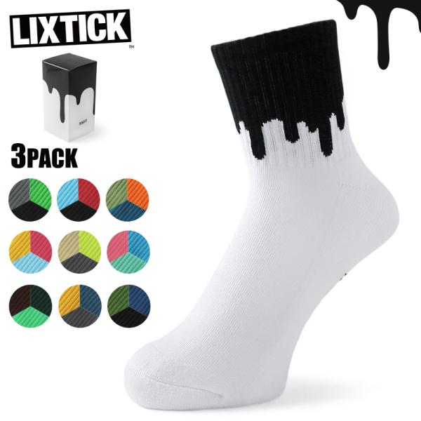 ■商品説明LIXTICK DRIP SOCKSは、肉厚の柔らかな履き心地、高品質な糸、カラーリング、そしてLIXTICKらしい遊び心を兼ね備えた3パックソックスです。お洒落なだけではなく、履き心地にも妥協のない靴下は、靴に合わせて、気分に合...