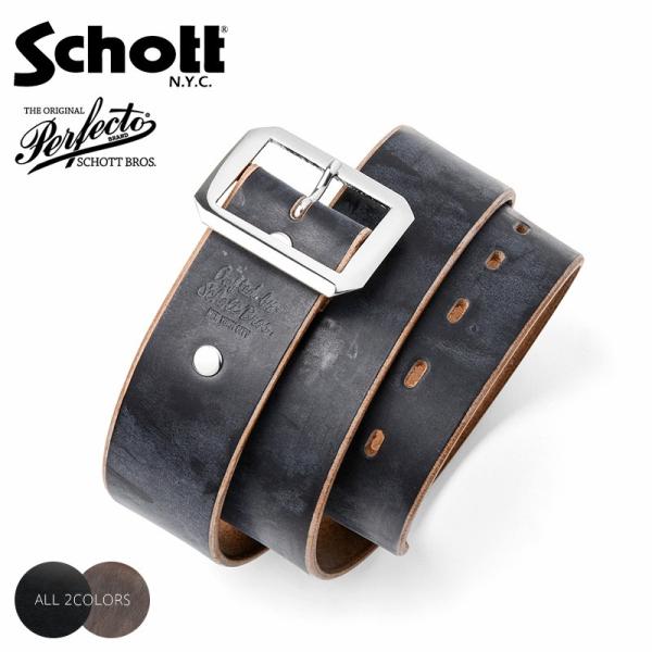 ショット Schott ベルト レザー HORWEEN アメカジ 本革 牛革アメリカの老舗名門タンナー「Horween社」のクロムエクセルレザーを使ったレザーベルト。使い込む程に深い光沢を放つHorween社の最上級オイルドレザーを贅沢に使...