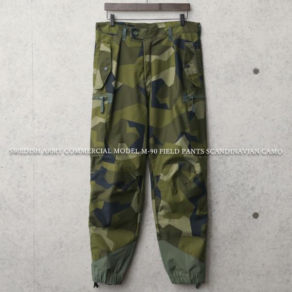 ■商品説明スウェーデン軍カーゴパンツの進化版といった感じのデザインで、近代的なデザインの洗練された印象を与える仕上がりになっています。スウェーデン軍M-90カモの中でもM90パターン（スカンジナビアカモ）は北欧の密林地帯をモチーフにした迷彩...