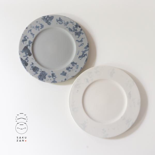 【美濃焼 SAKUZAN mottled プレートS】〜前菜、サラダ、デザート、ケーキなどに〜<カラー>　Pat Gray, Pat White<サイズ>　直径212mm×高さ17mm <材質>　磁器＜生...