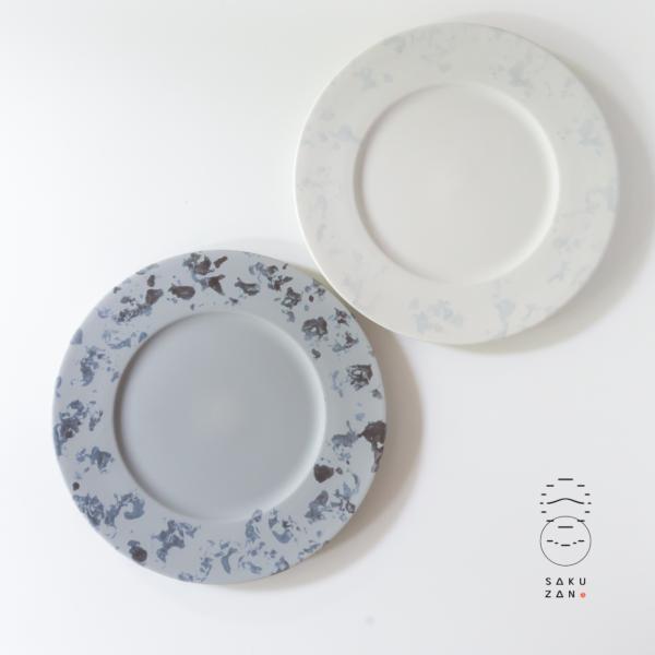 【美濃焼 SAKUZAN mottled プレートM】〜ワンプレート、パスタ、ハンバーグ、オードブル、メイン皿などに〜<カラー>　Pat Gray, Pat White<サイズ>　直径254mm×高さ18mm<...