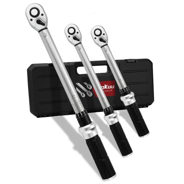 「多用途対応」1/2"、1/4"、3/8"の3サイズをセットで提供。40-220N.m、5-25N.m、5-60N.mの幅広いトルク範囲をカバーし、さまざまな作業に最適です。「高精度設計」業界標準の±3%以内の高精度を実現。精密なトルク管理...