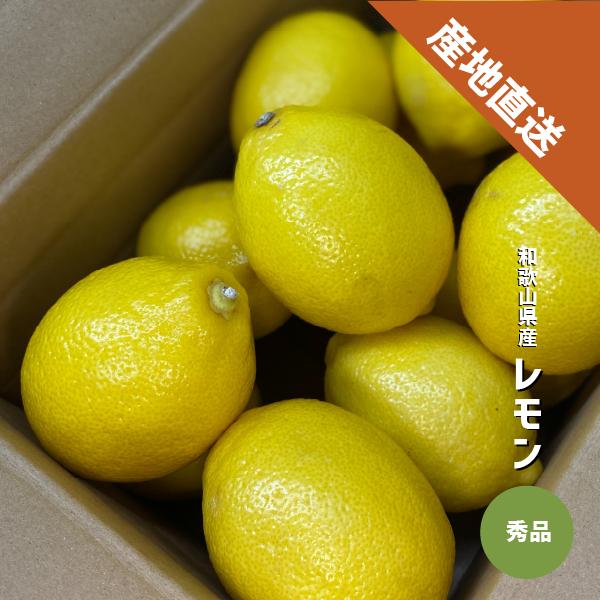 和歌山県産の秀品レモンです！防腐剤、ワックス不使用なので皮まで安心してお使いいただけます。サイズは混合になりますのでご了承くださいませ。黄色のレモンは緑色に比べると皮の苦味が抑えられるので・レモン酢・はちみつレモン・塩レモンなどの料理に最適...