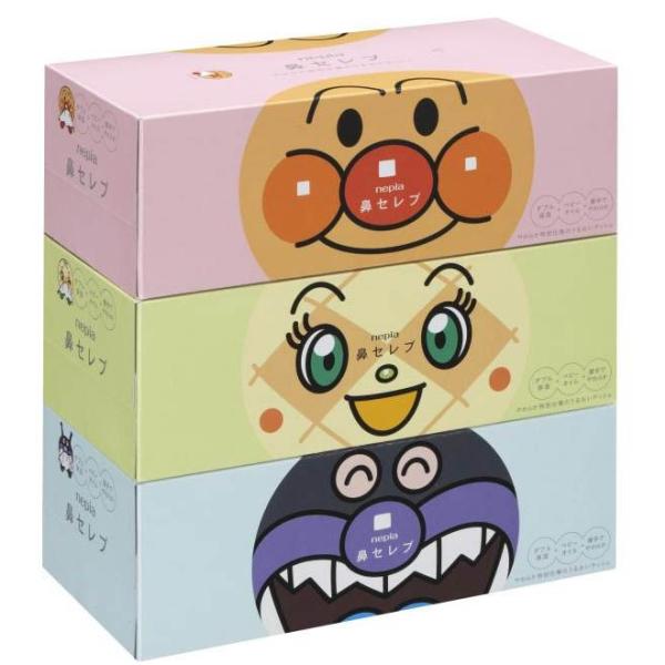 「わけあり商品」ではありません。メーカーより直接仕入れます「通常商品」です。在庫状況によっては、商品出荷までお時間を頂くことがございます。おとなにも、かわいい。こどもにも、やさしい。アンパンマン鼻セレブティシュ。ダブル保湿＋ベビーオイル配合...