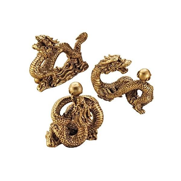 【商品名】Design Toscano Dragons of Fortune Statues (Set of 3) 【カテゴリー】ホーム：インテリア