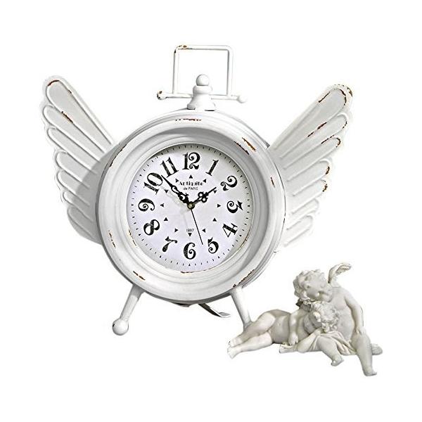 【商品名】Design Toscano Heavens Halo Metal Angel Wings Clock, Antique White 【カテゴリー】ホーム：インテリア