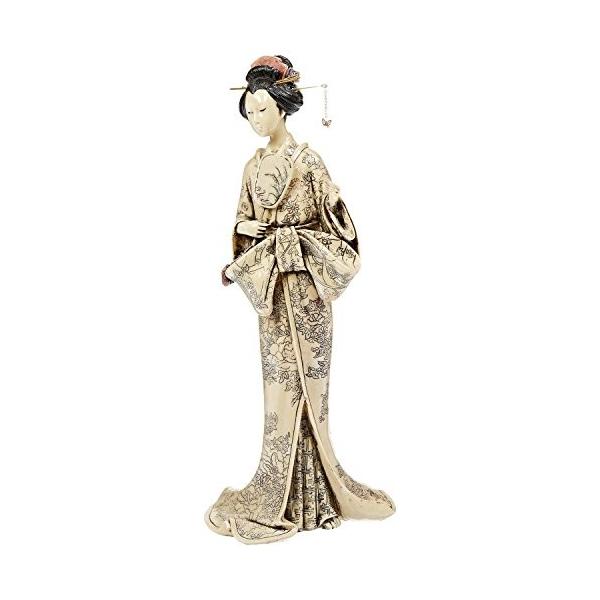 【商品名】Design Toscano Japanese Okimono Geisha Holding Mirror in Faux Ivory 【カテゴリー】ホーム：インテリア