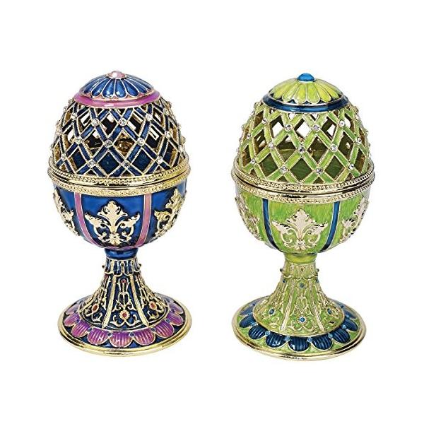 【商品名】Design Toscano Jeweled Trellis Faberge-Style Enameled Egg Collection: Set of Two 【カテゴリー】ホーム：インテリア