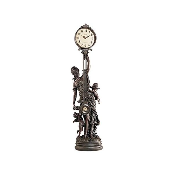 【商品名】Design Toscano Grand-Scale Flora Sculptural Swinging Pendulum Clock in Antique Faux Bronze 【カテゴリー】ホーム：インテリア