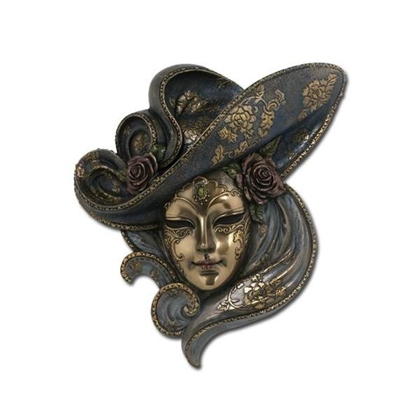 【商品名】ベネチアン マスク（仮面） 女性 ローザ 壁掛け 彫像 / Female Mask - Rosa Cold Cast Bronze Statue - Wall Decor  【カテゴリー】ホビー:コスプレ・仮装