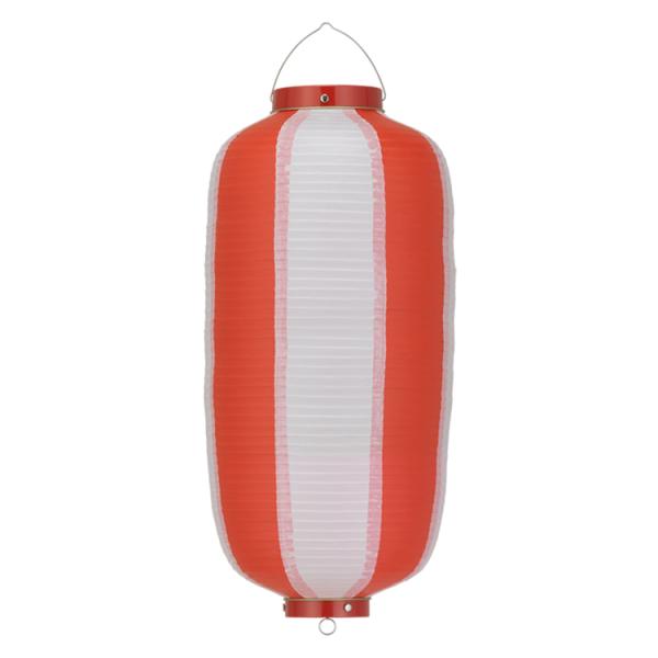 祭り提灯 9号長型ビニールストライプサイズ：24Φ×60（ツルを含めた最大長）名入れ別注提灯も承りますのでお気軽にお問い合わせ下さい。関連商品：提灯、提灯小物、のぼり、紅白幕別注オリジナル提灯（名入れ、文字入れ、イラスト入れ）も製作致します...