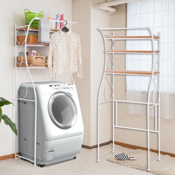 ランドリー収納 マルチラック キッチンラック 省スペース 国産ランドリーのデッドスペースを有効活用できるお洒落で機能的なランドリーラック。アーチを描いたデザインとホワイトの優しいカラーがランドリースペースに馴染みお洒落空間を演出します。日本...