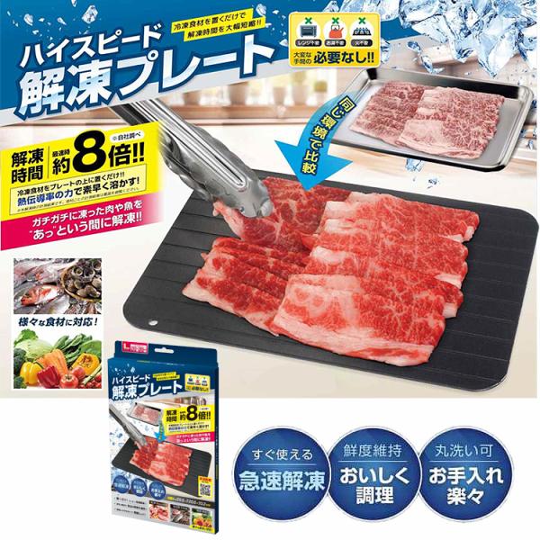 ■ 商品名：<br>【Inter Base】 【インターベース】冷凍食材をプレートの上に置くだけ！ハイスピード解凍プレート Lサイズ■ 商品説明：電子レンジの解凍ムラや粗熱取りの悩みを解決して料理の効率を大幅UP！凍った肉や魚を...