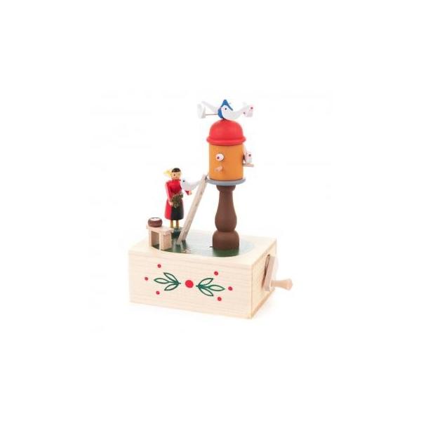 ドイツ/エルツ地方で動くおもちゃを得意としているウルフガング・ヴェルナーが作り出すプレゼントにも最適なオルゴール。ハンドルを回すとオルゴールのリズムに合わせ小鳥達が回りだします。サイズ　約　12　X　7.5　X　5.5　cm工房　ウルフガン...