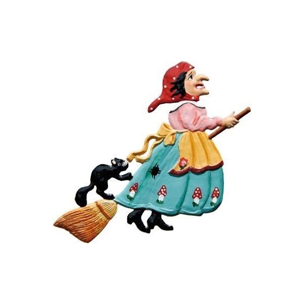 ドイツ伝統のハンドクラフト魔女のオーナメントサイズ　約6ｃｍ原産国　ドイツ/ディーセン製造　　ウィルヘルム・シュヴァイツァー工房原材料　錫完全な手描き作品の為、掲載写真とお届け作品の色パターンが違う場合がございます。