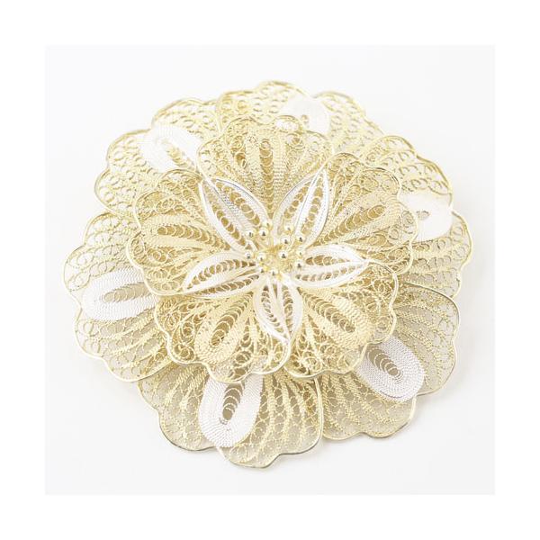 熟練職人(DANILO MINGALDI)による手作りペンダント兼用ブローチ。■イタリア製■素材：シルバー925（一部ゴールド仕上げ）●直径約3.5cm●チェーンの長さ約50cm、引輪式、シャダン式（ブローチ）