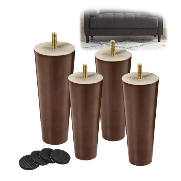 【高品質の無垢材】シンプルな色、防湿・防虫、耐久性、高光沢の木製家具脚4点セット。丈夫で安定。長年の使用に耐えることができます【強力な支持力】4本足の耐荷重能力は約800kgで、ソファ、ベッド、コーヒーテーブル、キャビネットなどの重い家庭用...