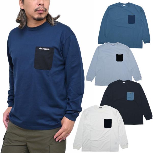 wintersale25【ネコポス(メール便)1点まで可能】配色ポケットをワンポイントとした長袖Ｔシャツ。独自の吸湿速乾機能とサンプロテクション機能を備え、洗濯を繰り返してもタフに使えるコットン混素材は、白でも透けにくく一枚でも大活躍。トレ...