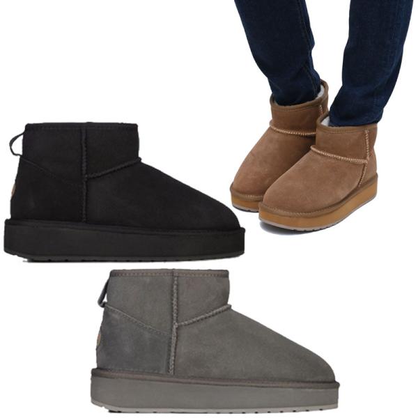 wintersale25スタイリッシュなソックスやタイツと相性の良いアンクル丈の厚底ムートンブーツです。軽量なプラットフォームソールは、スタイルアップだけでなく、足裏の快適さも向上させます。アッパーには上質な牛革スエードを採用。メリノウール...